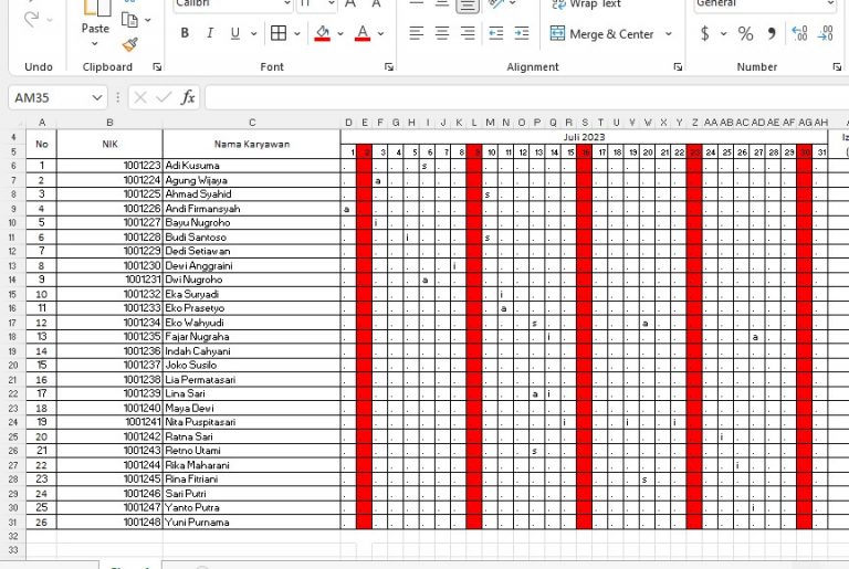 Cara Membuat Absensi Karyawan di Excel, Template Gratis! - OnTime Payroll
