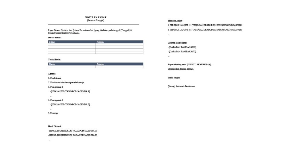 Contoh Notulen Rapat Word Beserta Template Gratis! - OnTime Payroll