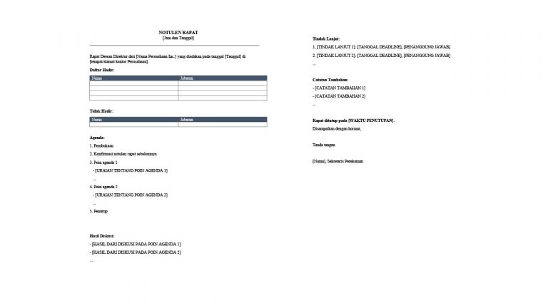 Contoh Notulen Rapat Word Beserta Template Gratis! - OnTime Payroll